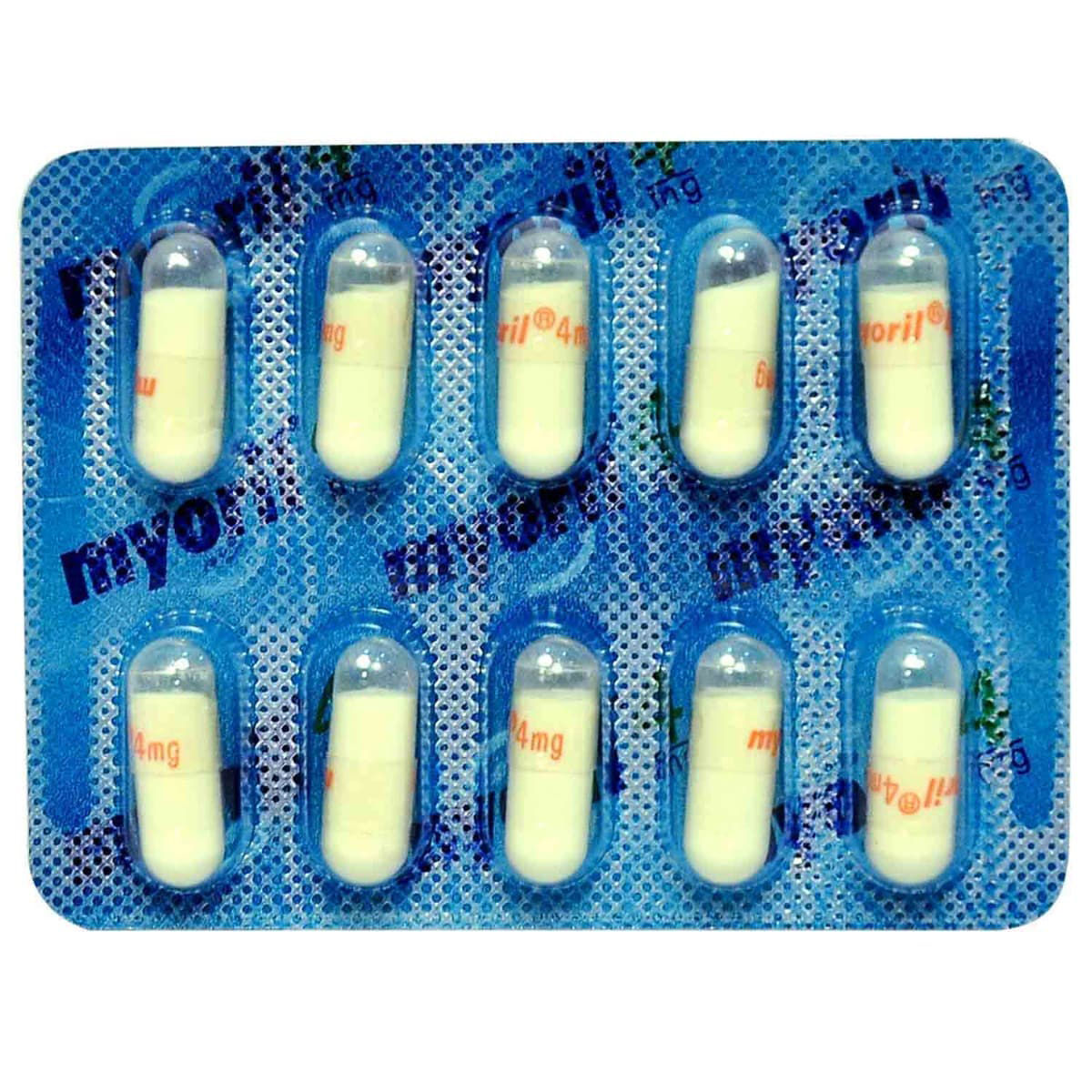 Myoril 4 mg Capsule 10's Price, Uses, Side Effects, Composition ...