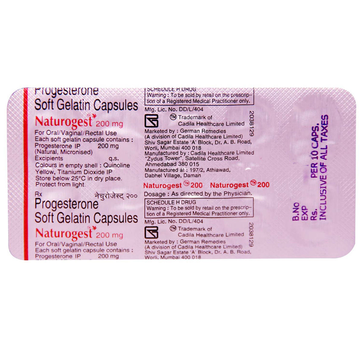 Naturogest 200 mg Capsule 10's Price, Uses, Side Effects, Composition ...