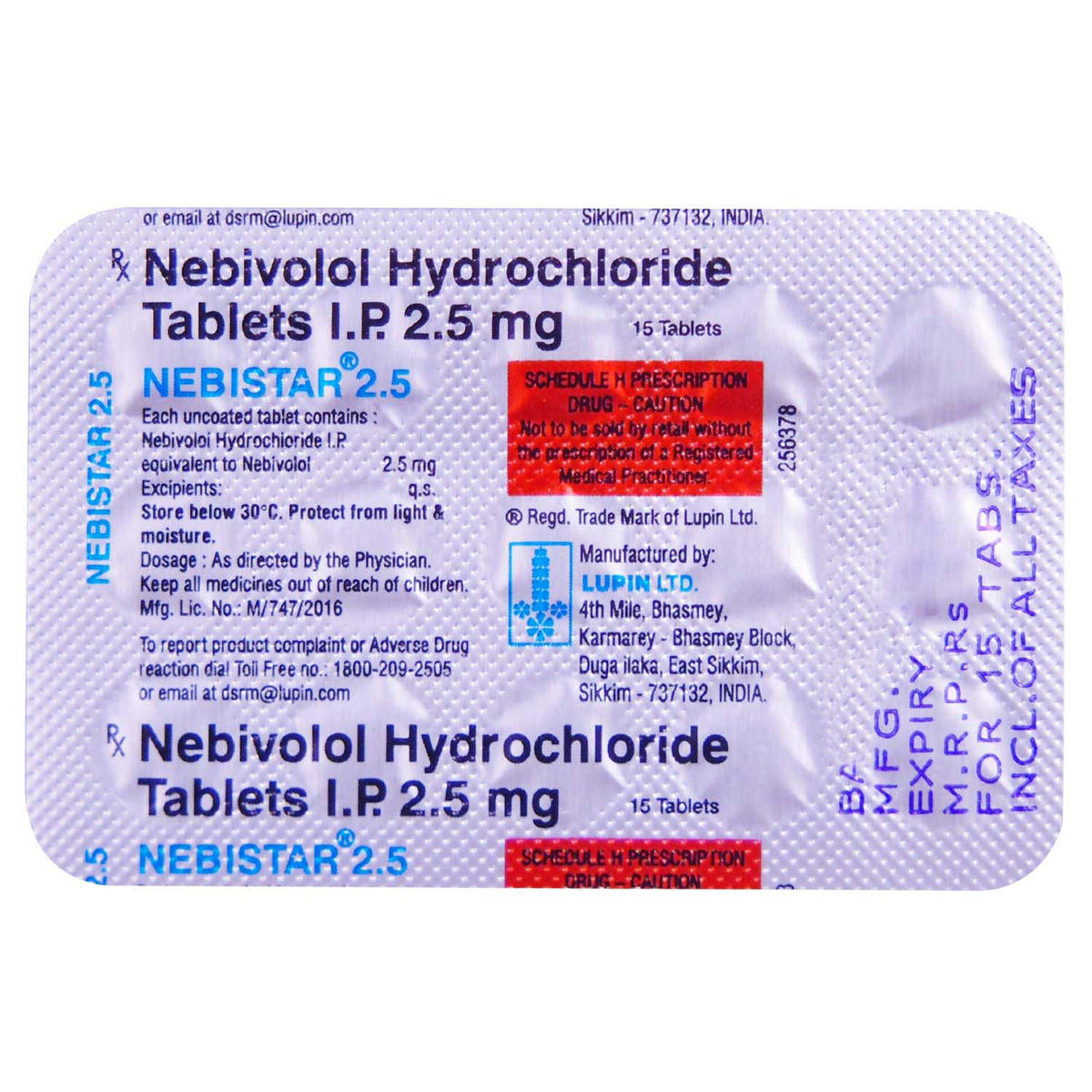 Nebistar 2.5 Tablet 15's Price, Uses, Side Effects, Composition - Apollo Pharmacy