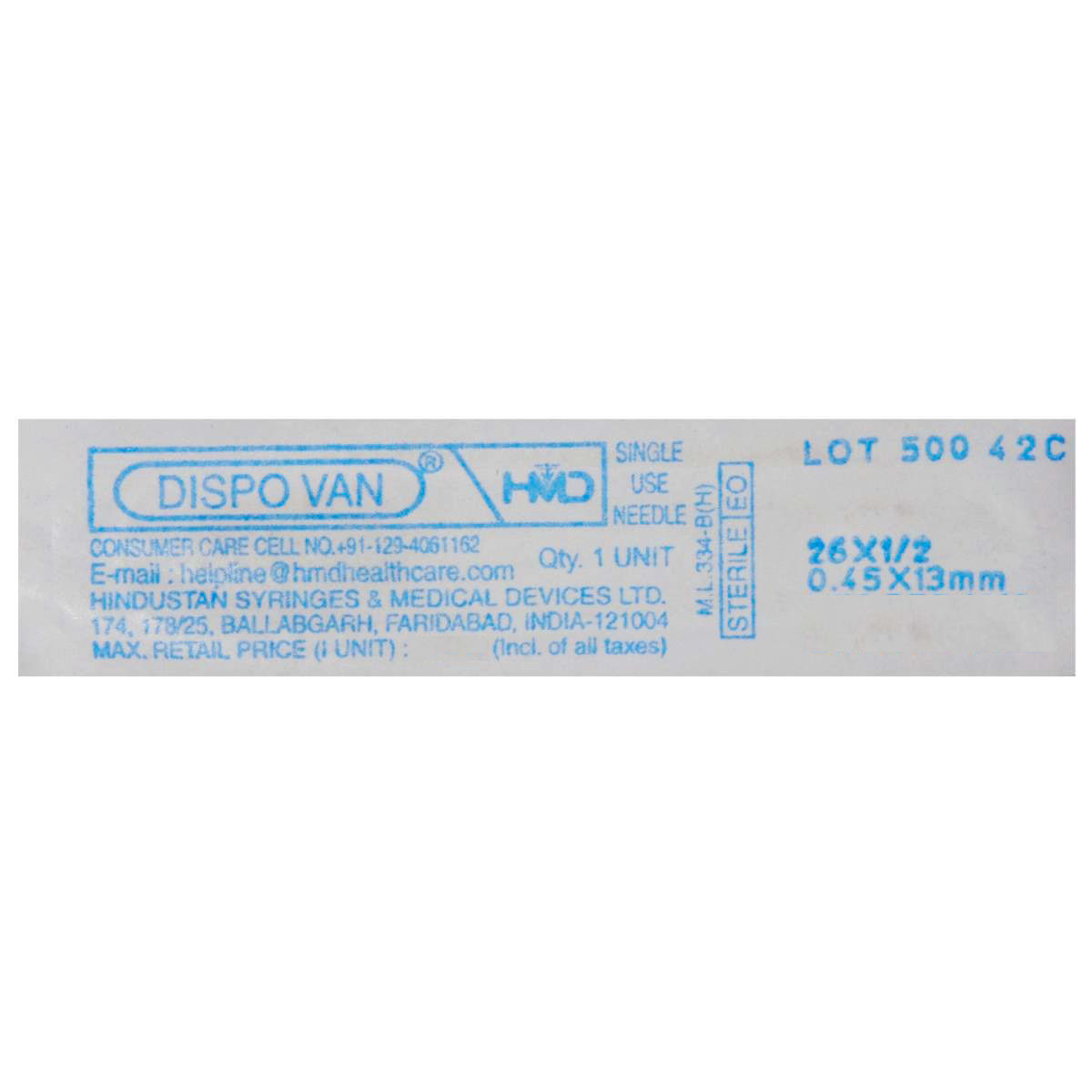 Needle No 26 x 0.5 (Dispovan) | Uses, Side Effects, Price | Apollo Pharmacy