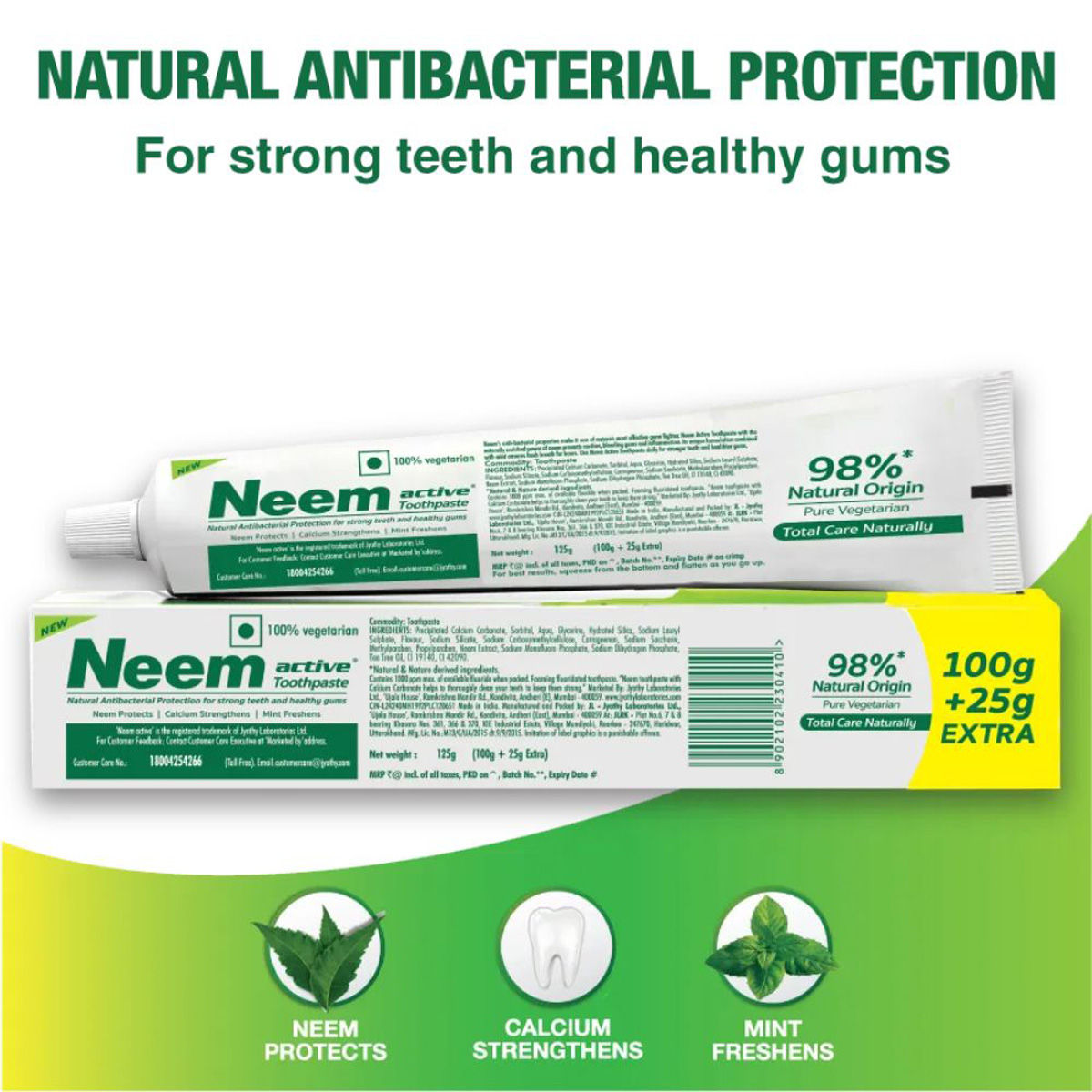 Buy Neem Active Toothpaste, 125 gm (100 gm + 25 gm Free) | 19 Minutes ...
