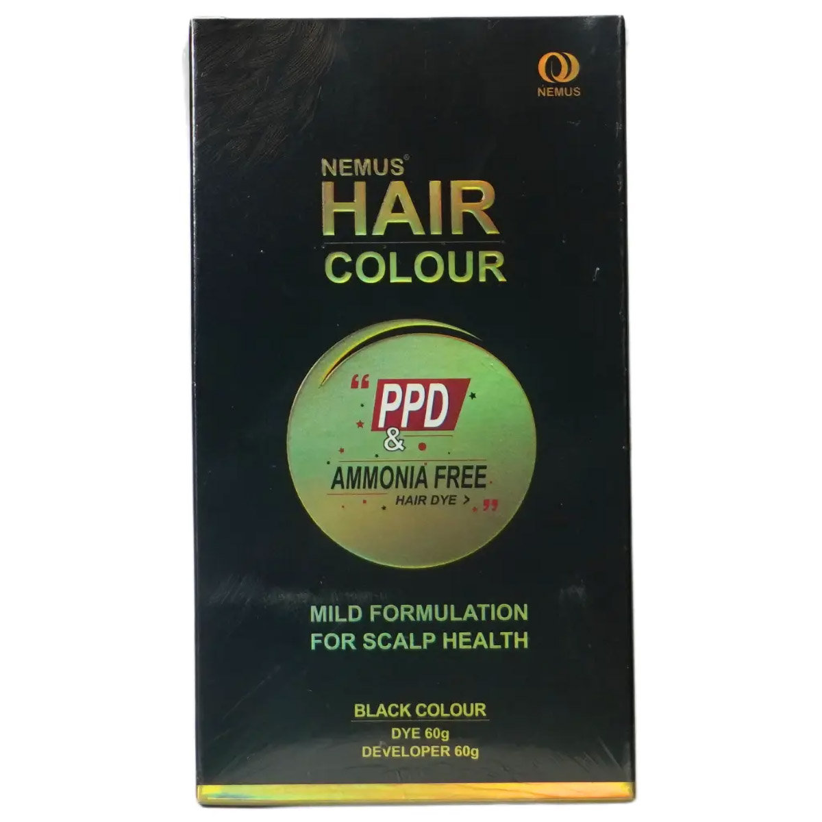 Buy Nemus Hair Colour Ppd Hair Dye Black Colour, 60 gm | 19 Minutes ...