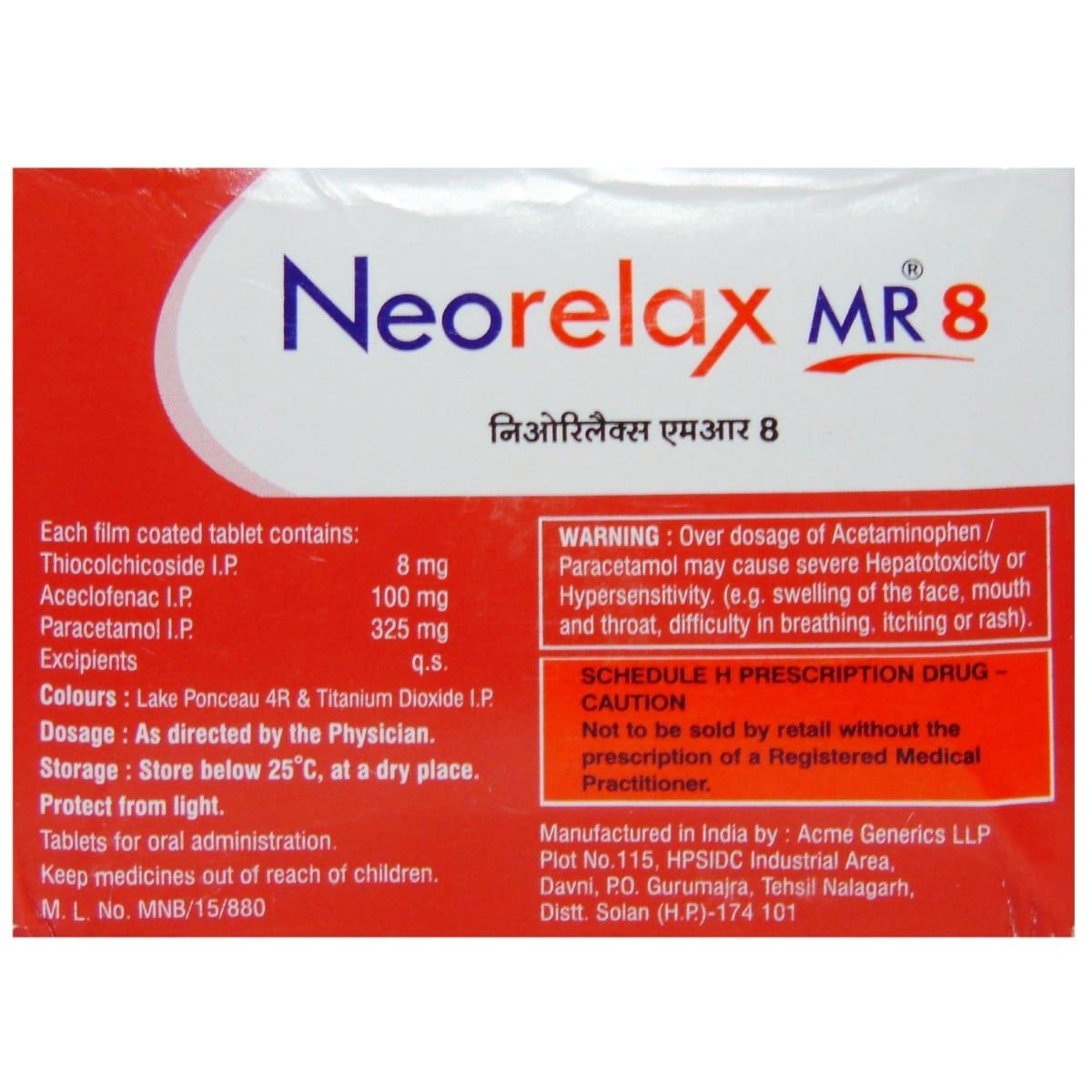 Neorelax MR 8 Tablet | Uses, Side Effects, Price | Apollo Pharmacy