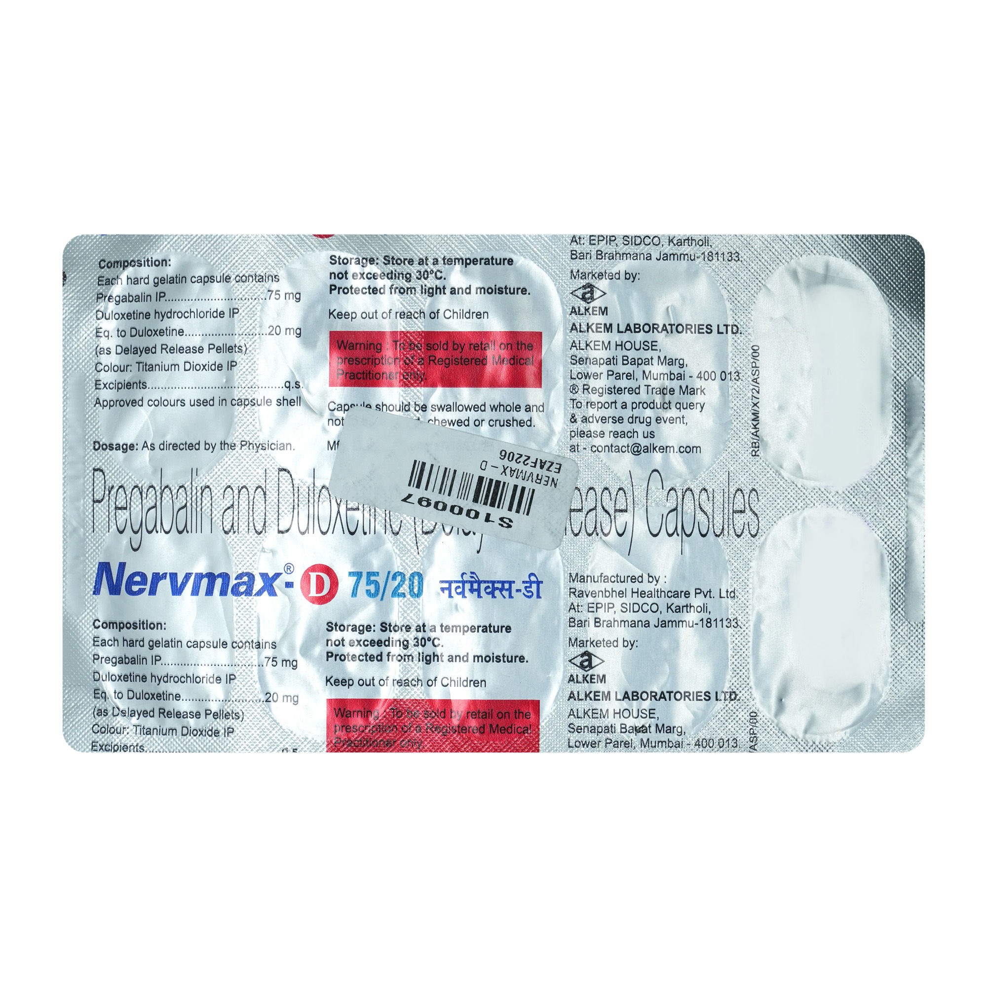Nervmax-D 75 mg/20 mg Capsule 10's Price, Uses, Side Effects ...