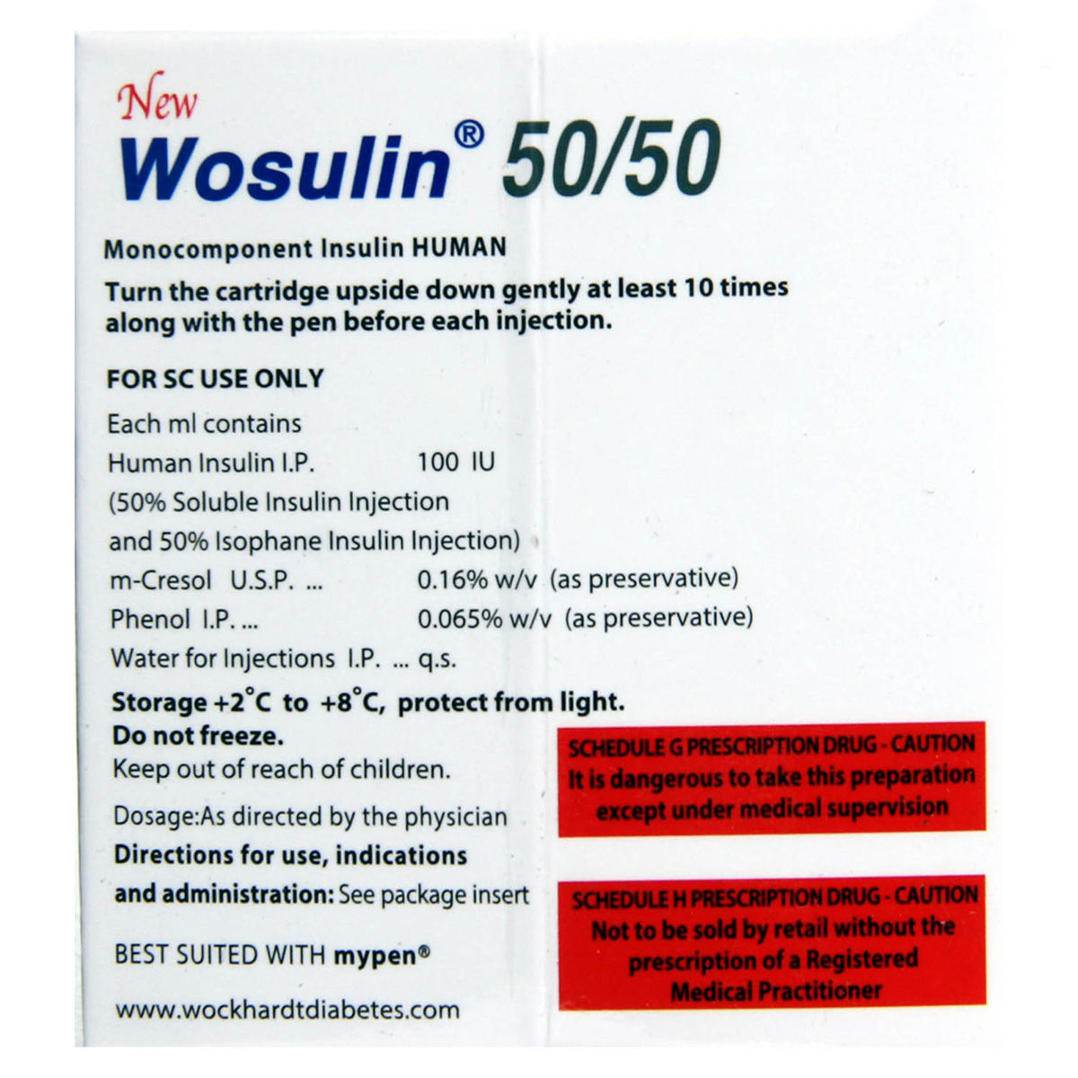 New Wosulin 50/50 100Iu Injection 3 ml Price, Uses, Side Effects ...