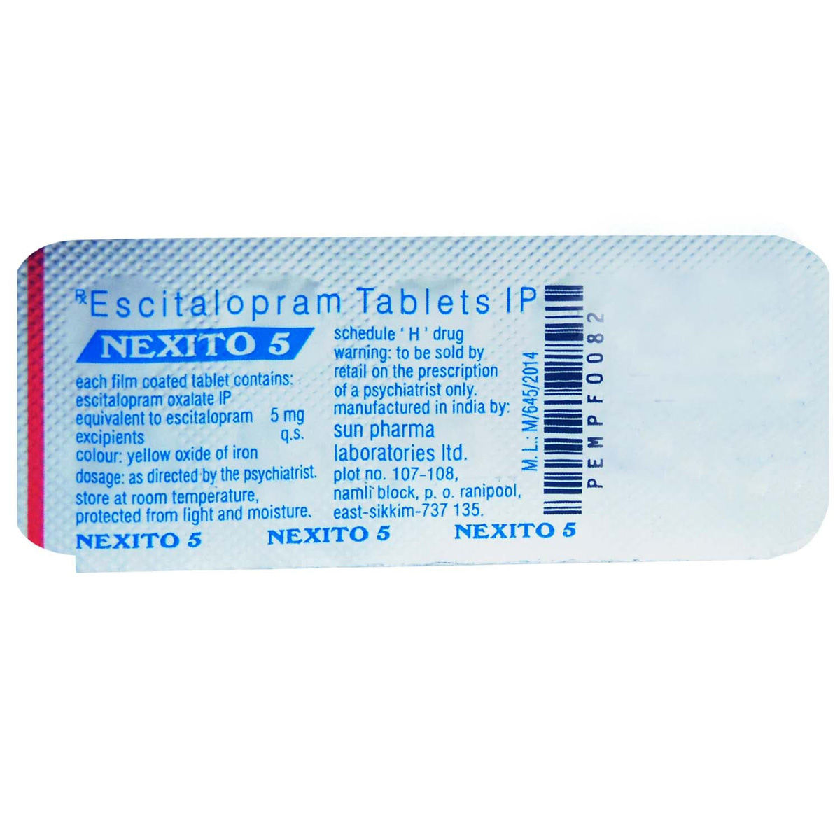 Nexito 5 Tablet | Uses, Side Effects, Price | Apollo Pharmacy
