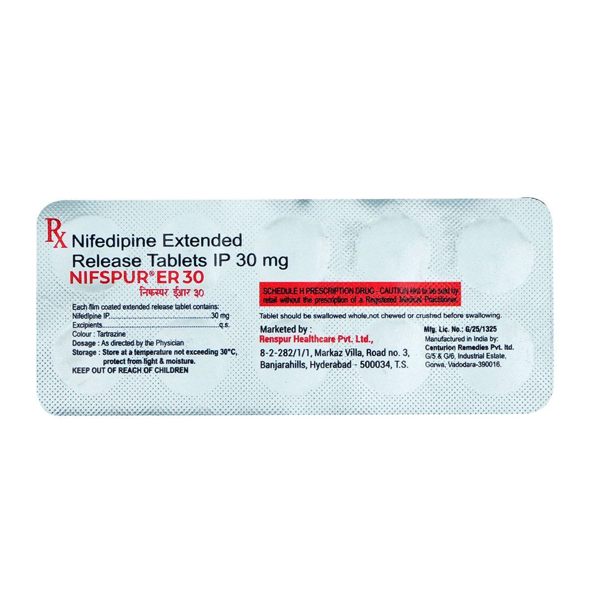 Nifspur ER 30 Tablet 10's Price, Uses, Side Effects, Composition ...