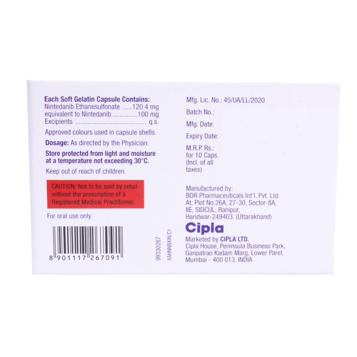 Nintib 100 Soft Gelatin Capsule 10's Price, Uses, Side Effects ...