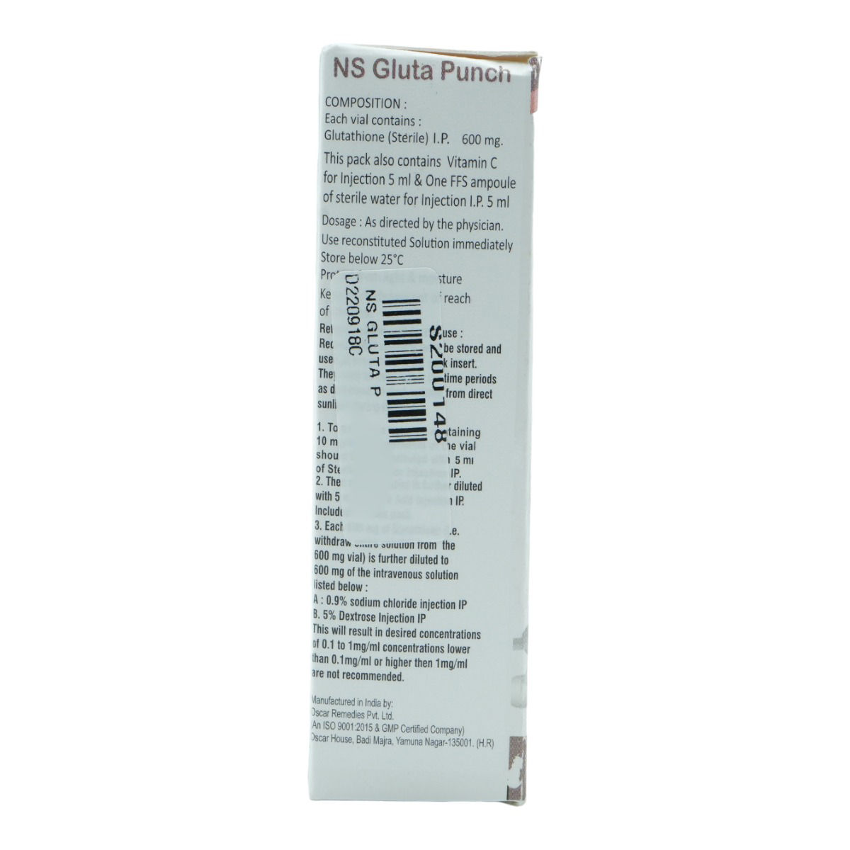 NS Gluta Punch 600 mg Injection Price, Uses, Side Effects, Composition ...