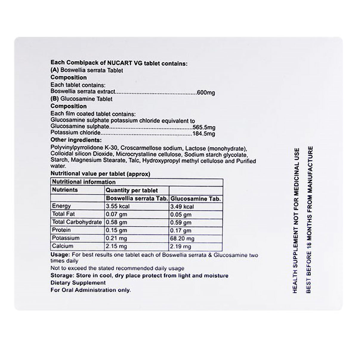 Nucart-VG Combi Pack Tablet 20's Price, Uses, Side Effects, Composition ...