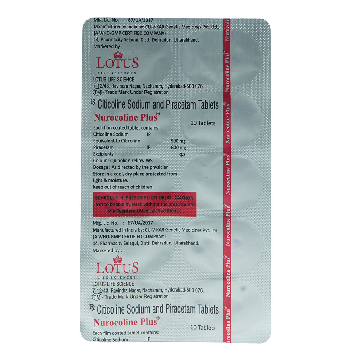 Nurocoline Plus 500/800 Tab 10'S Price, Uses, Side Effects, Composition ...