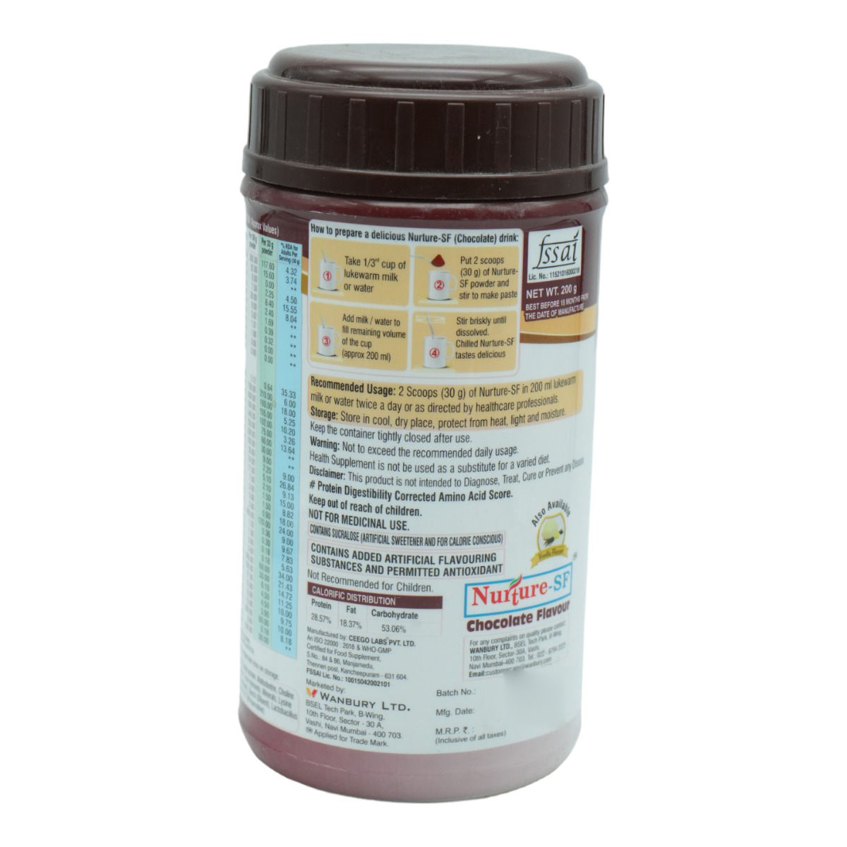 Nurture-SF Chocolate Flavour Powder 200 gm Price, Uses, Side Effects ...