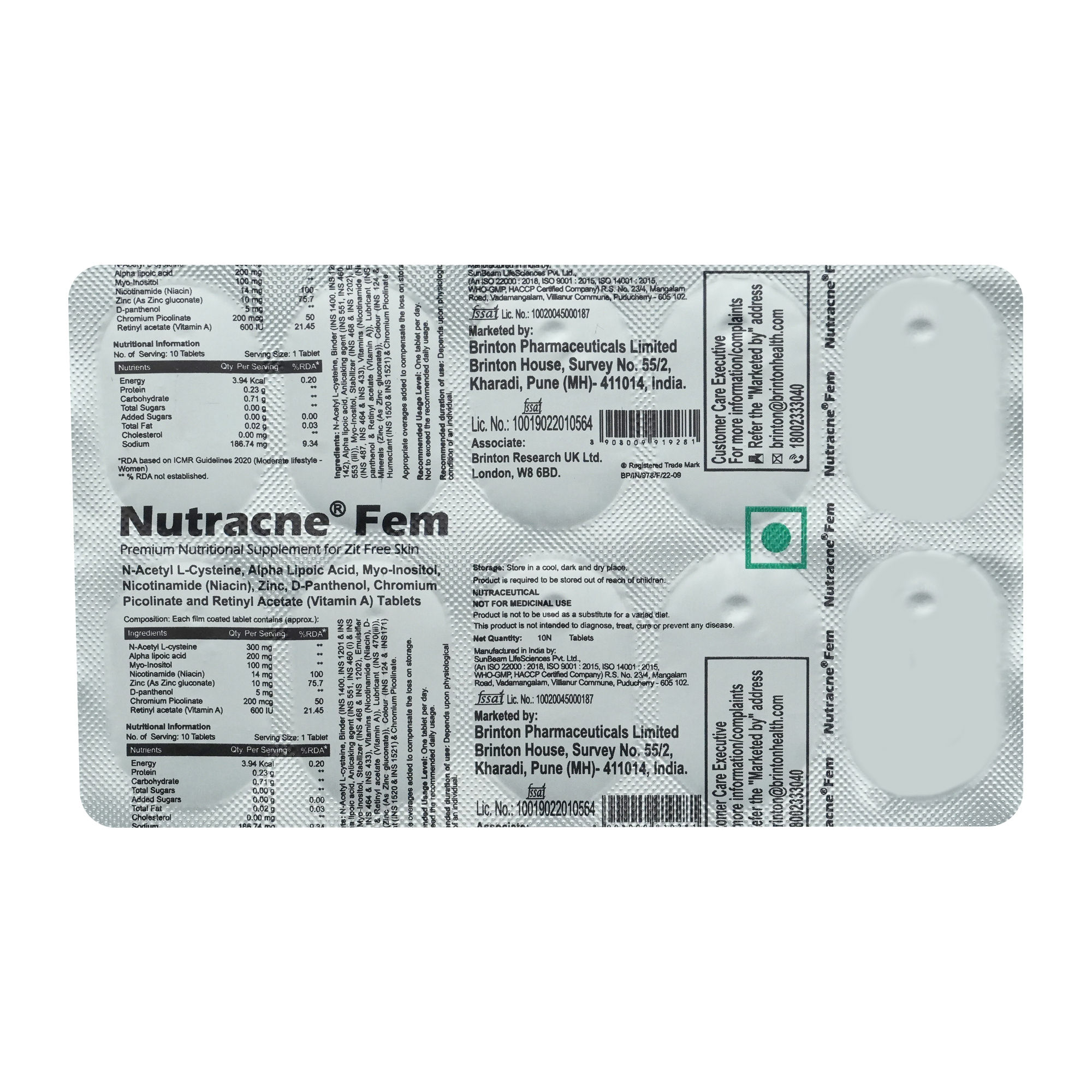 Nutracne Fem Tablet 10's Price, Uses, Side Effects, Composition ...