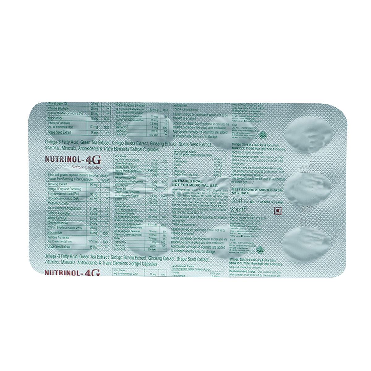 Nutrinol-4G Softgel Capsule 10's Price, Uses, Side Effects, Composition ...