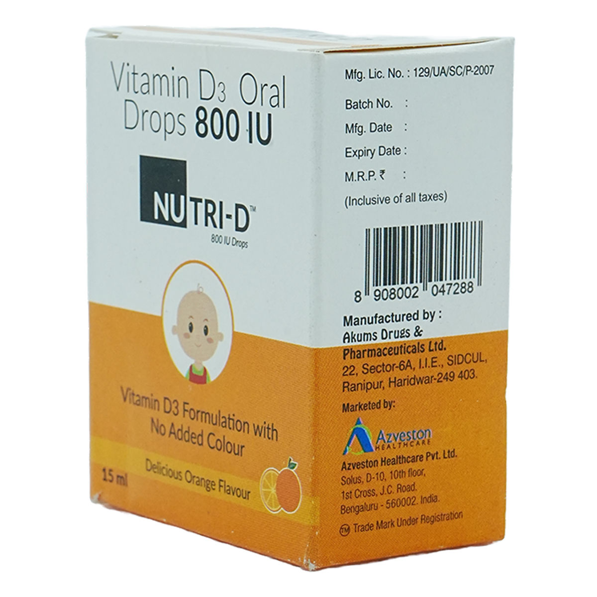 Nutri D 800IU Orange Drop 15 ml Price, Uses, Side Effects, Composition ...