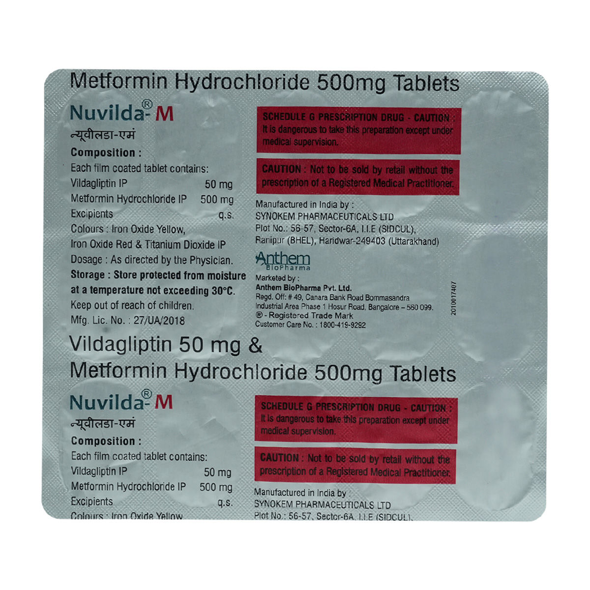 Nuvilda-M 50 mg/500 mg Tablet | Uses, Side Effects, Price | Apollo Pharmacy