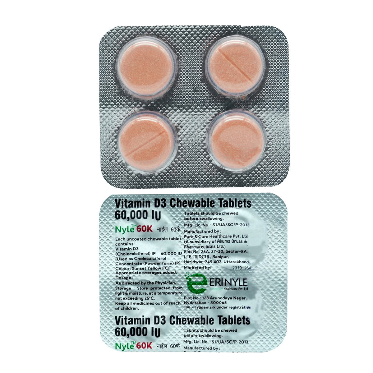 Nyle 60K Chewable Tablet 4's Price, Uses, Side Effects, Composition ...