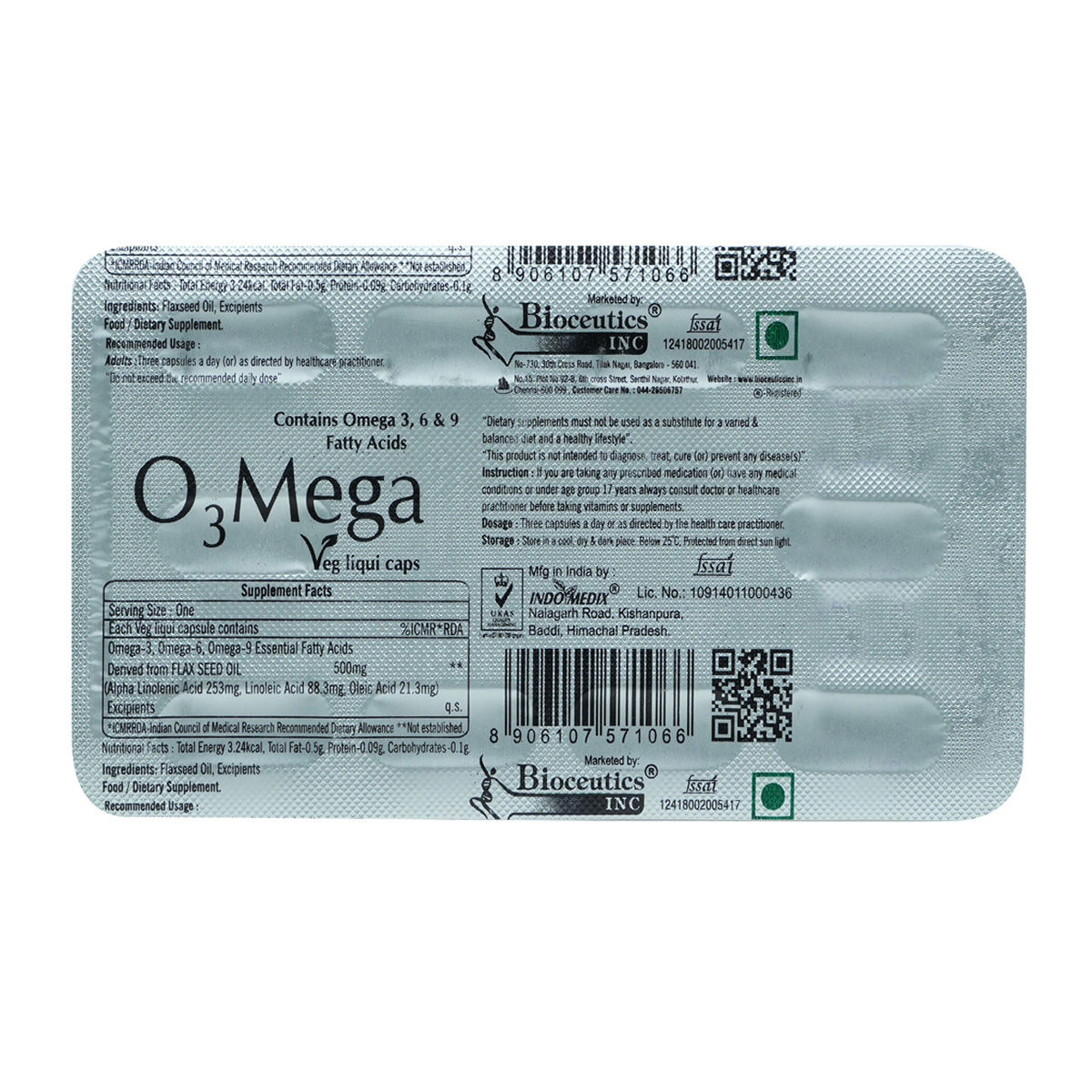 O3 Mega Veg Liqui Capsule 10's Price, Uses, Side Effects, Composition ...