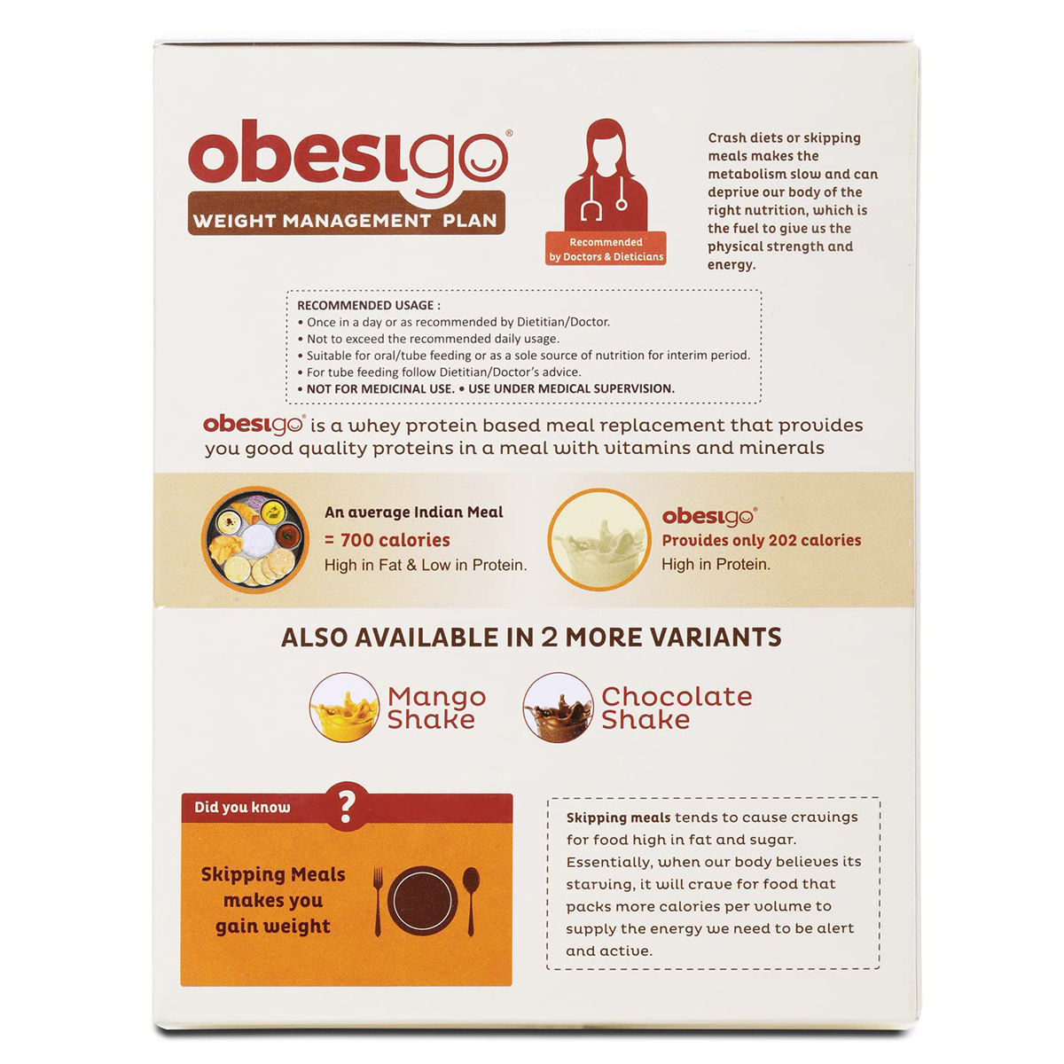 Obesigo Vanilla Sachet 7X50 gm Price, Uses, Side Effects, Composition ...