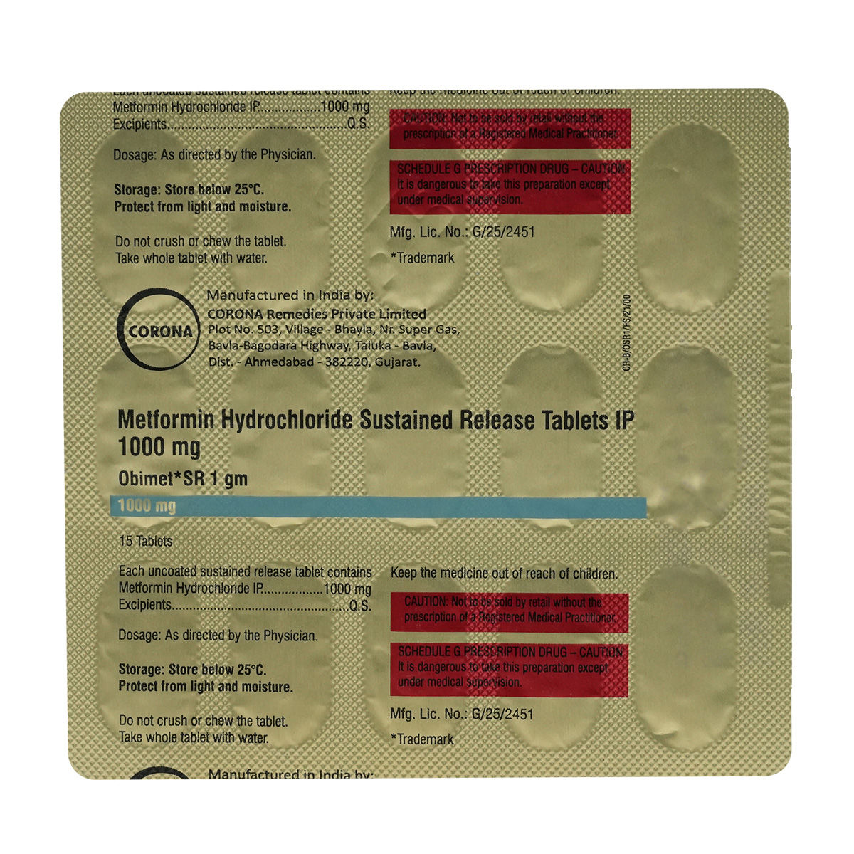 Obimet SR 1 gm Tablet 15's Price, Uses, Side Effects, Composition - Apollo Pharmacy