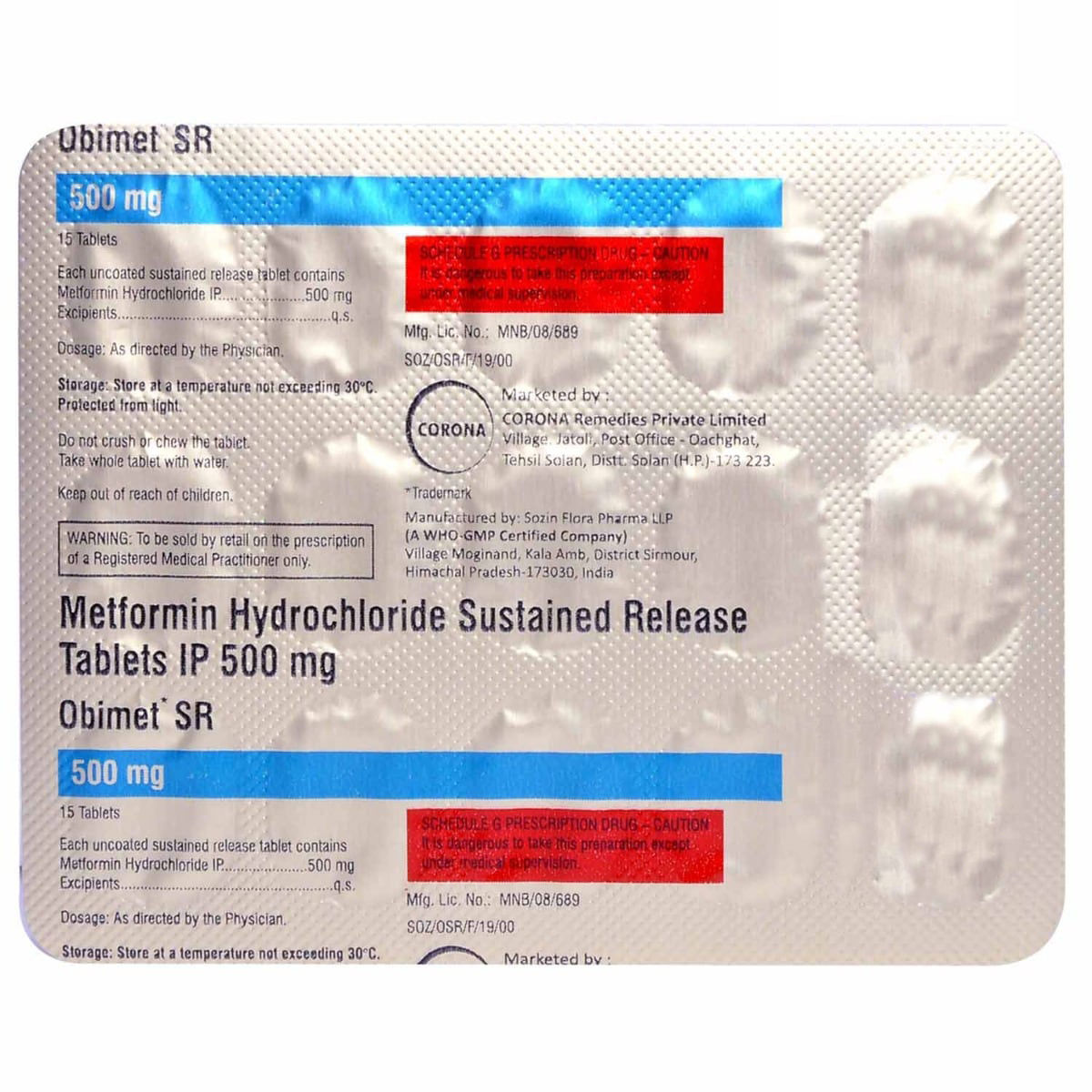 Obimet SR 500 mg Tablet 15's Price, Uses, Side Effects, Composition - Apollo Pharmacy