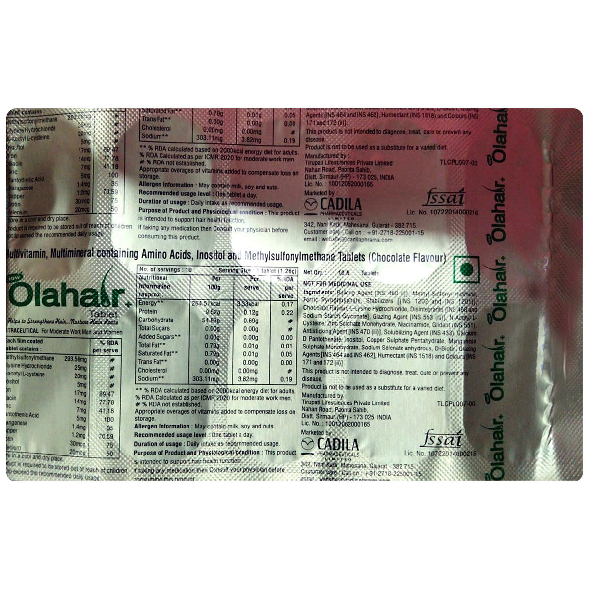 Olahair+ New Chocolate Flavour Tablet | Uses, Side Effects, Price ...