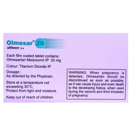 Olmesar 20 Tablet | Uses, Side Effects, Price | Apollo Pharmacy