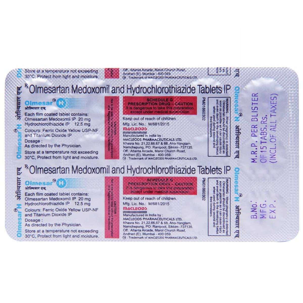 Olmesar H Tablet 15's Price, Uses, Side Effects, Composition - Apollo ...
