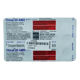 Olmat-20 AMH Tablet | Uses, Side Effects, Price | Apollo Pharmacy