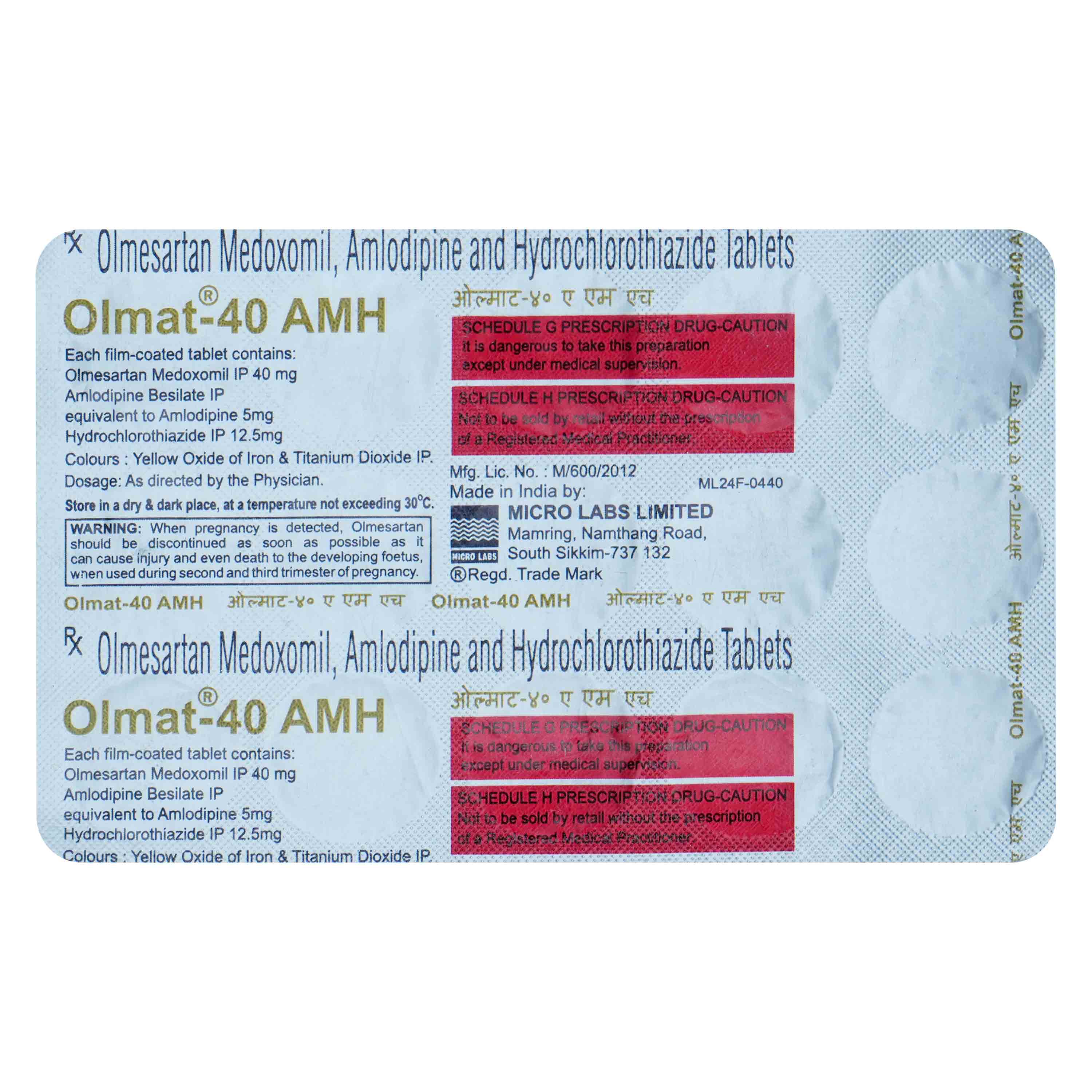 Olmat-40 AMH Tablet | Uses, Side Effects, Price | Apollo Pharmacy