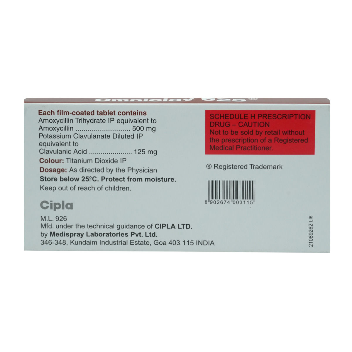 Omniclav 625 Tablet 6's Price, Uses, Side Effects, Composition - Apollo ...