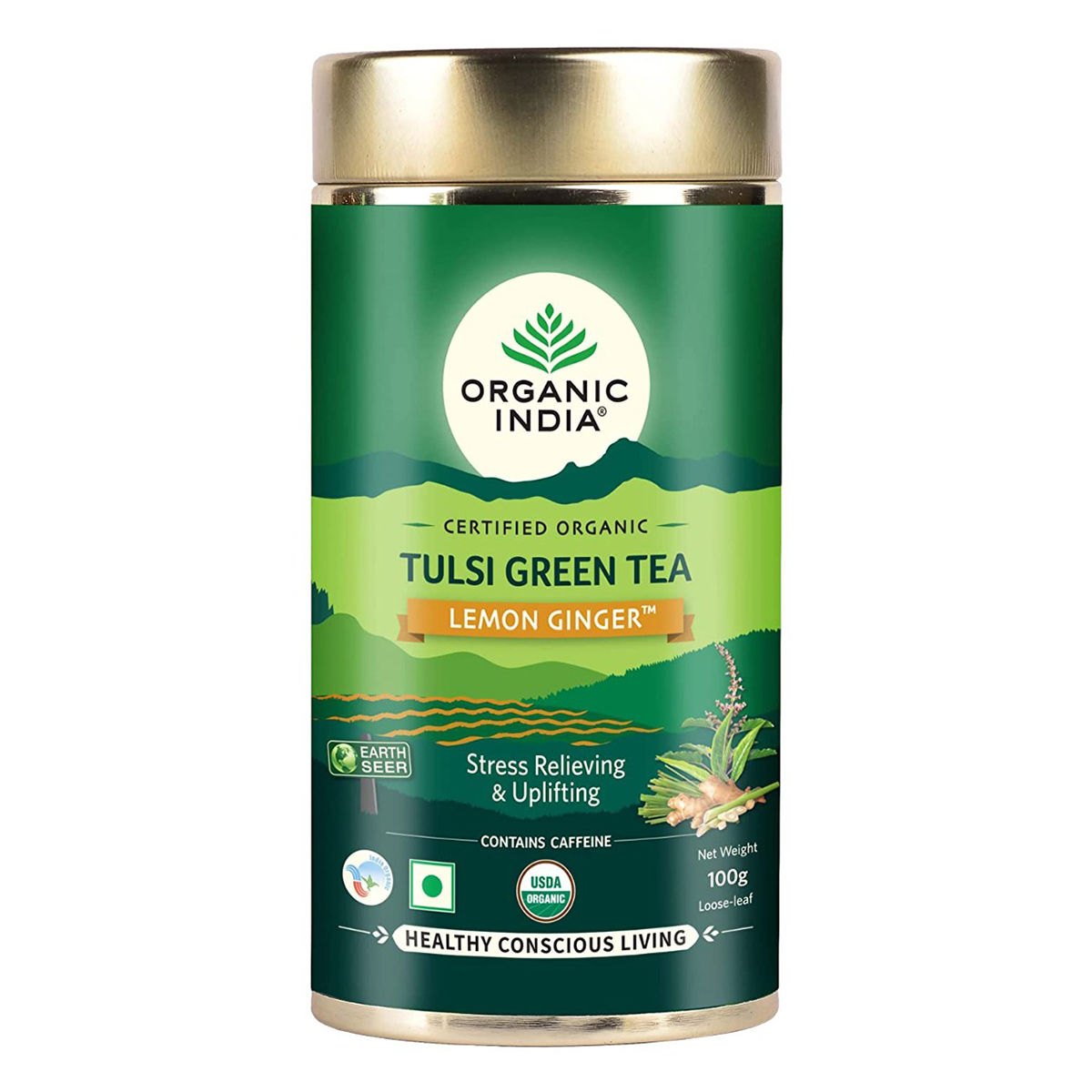 Organic India Tulsi Green Tea Lemon Ginger Powder, 100 gm Price, Uses ...