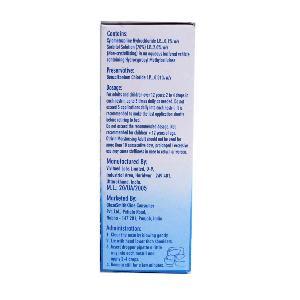 Otrivin Moisturising Adult Nasal Drops | Uses, Side Effects, Price ...