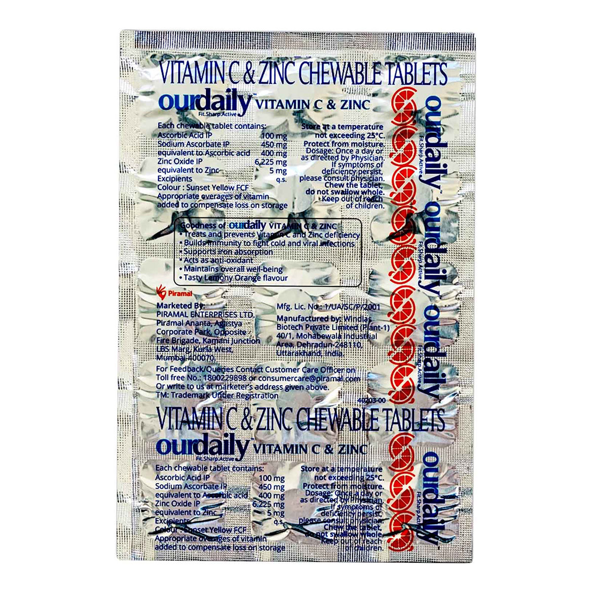 Ourdaily Vitamin C & Zinc Lemon & Orange Flavour, 15 Tablets Price, Uses, Side Effects ...