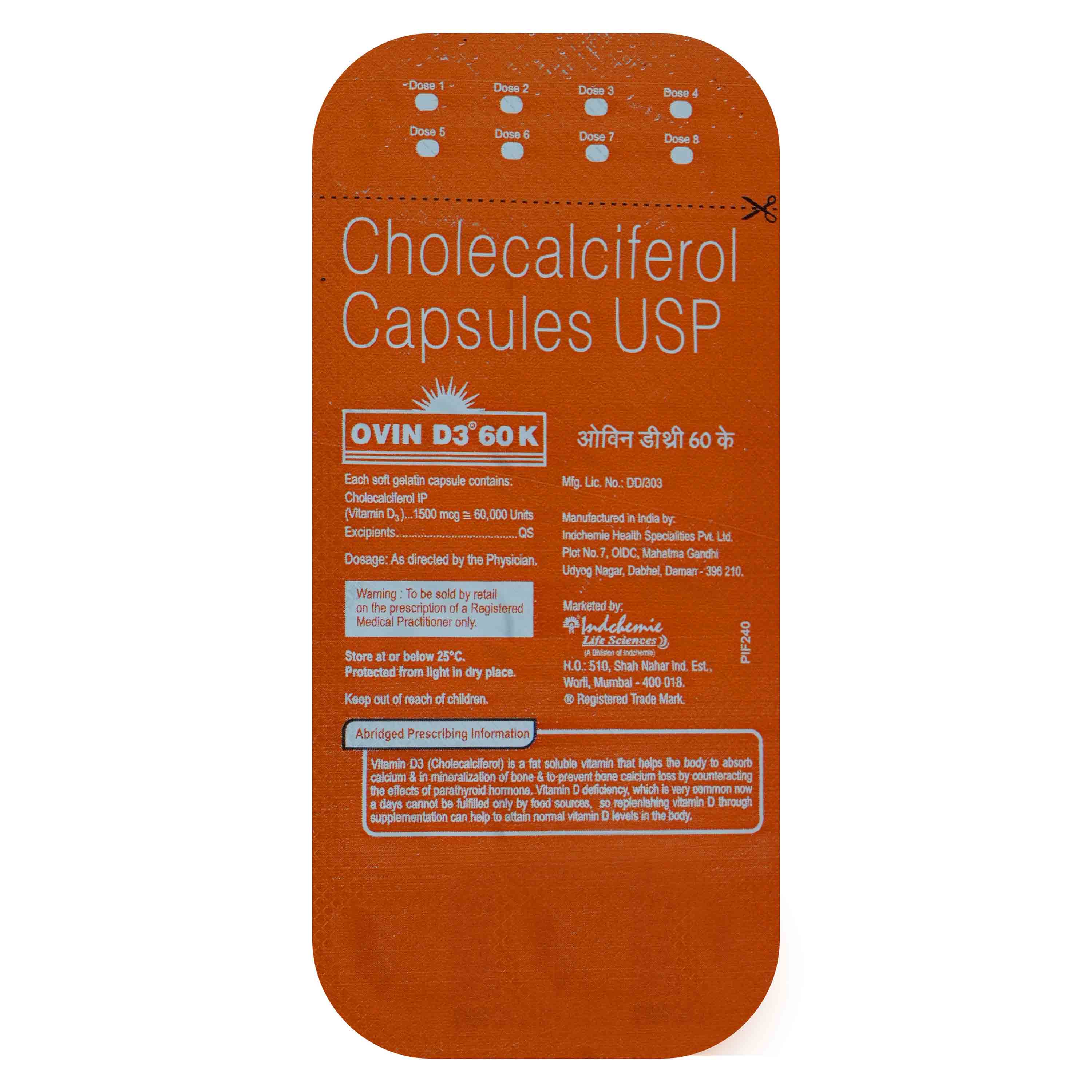 Ovin D3 60K Softgel Capsules | Uses, Side Effects, Price | Apollo Pharmacy