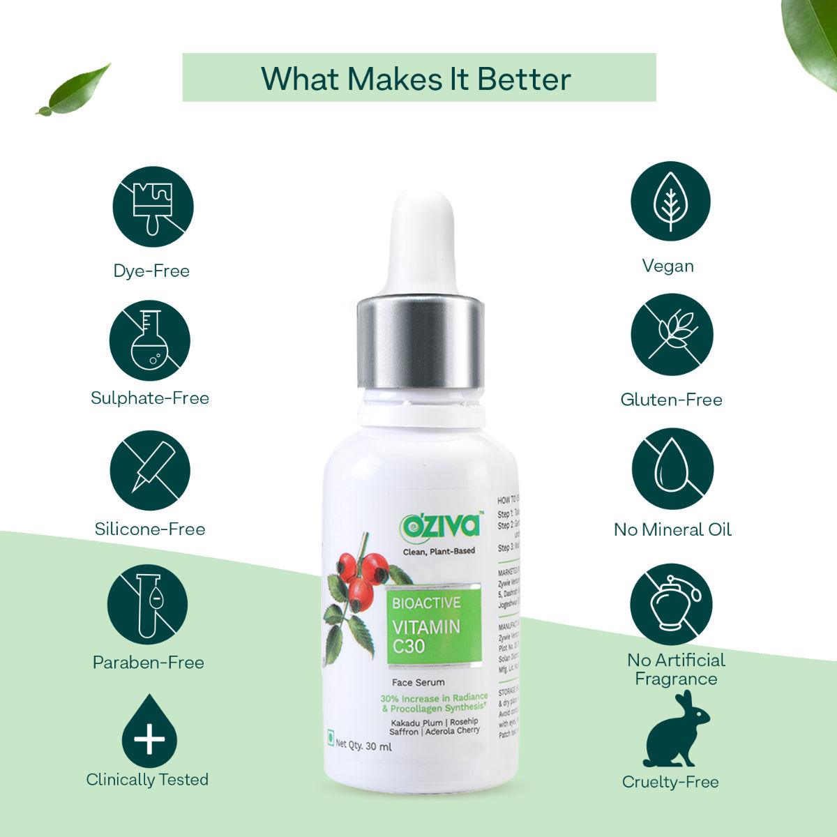 OZiva Bioactive Vitamin C30 Face Serum, 30 ml Price, Uses, Side Effects ...