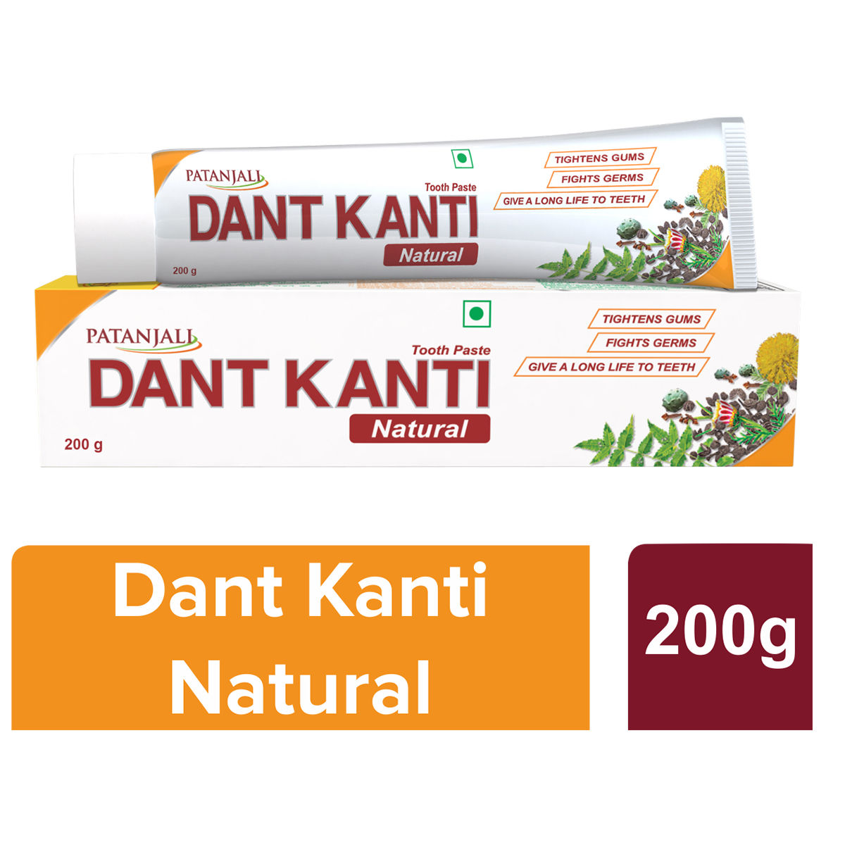 Buy Patanjali Dant Kanti Natural Toothpaste, 200 gm | 19 Minutes ...