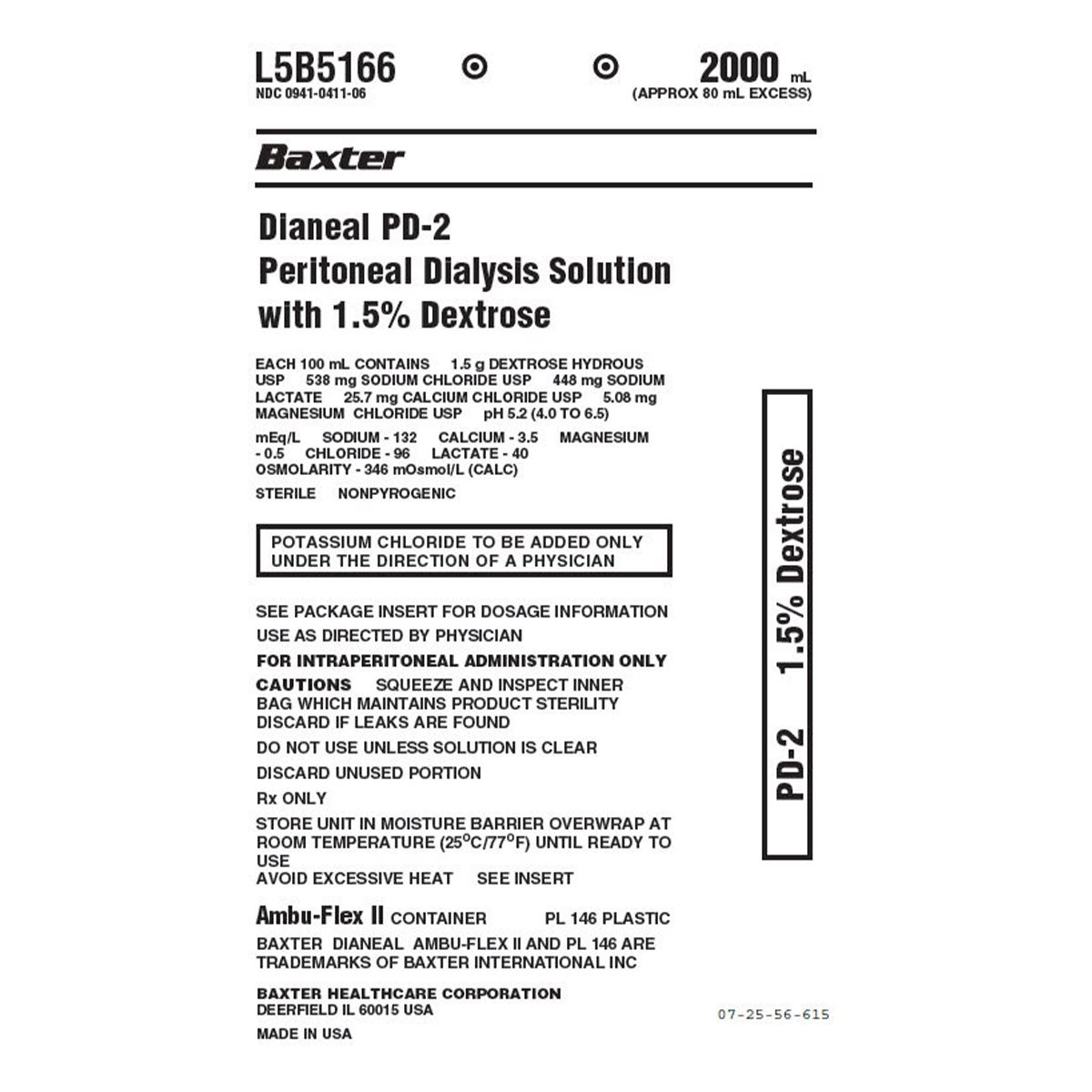 P.D. 2.5% Dianeal - 2Litre (Baxter) | Uses, Side Effects, Price ...