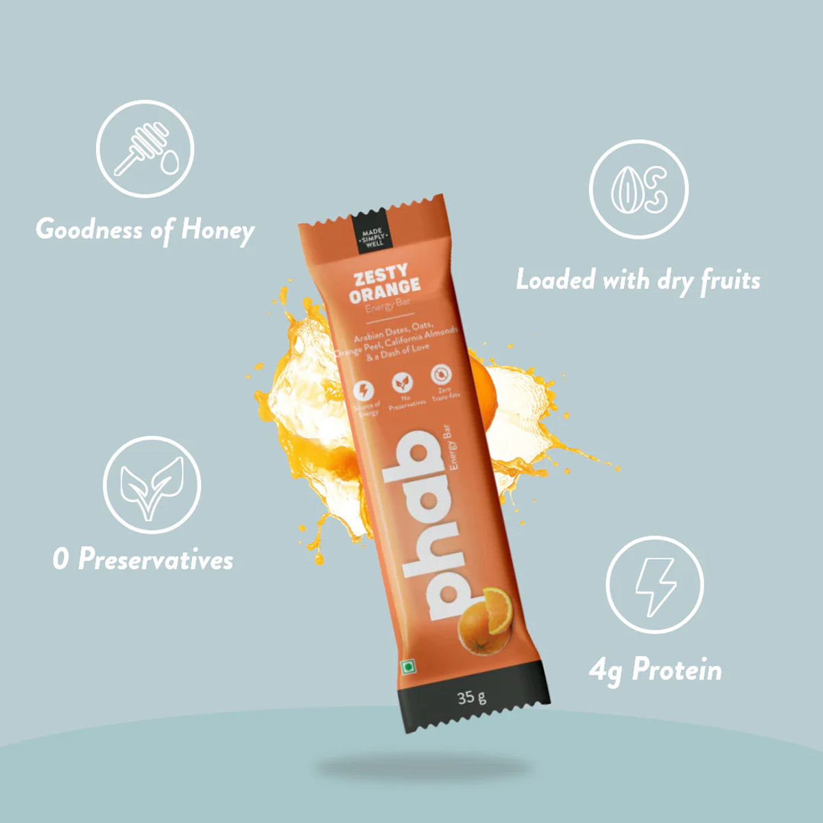 Phab Zesty Orange Energy Bar, 35 gm Price, Uses, Side Effects ...