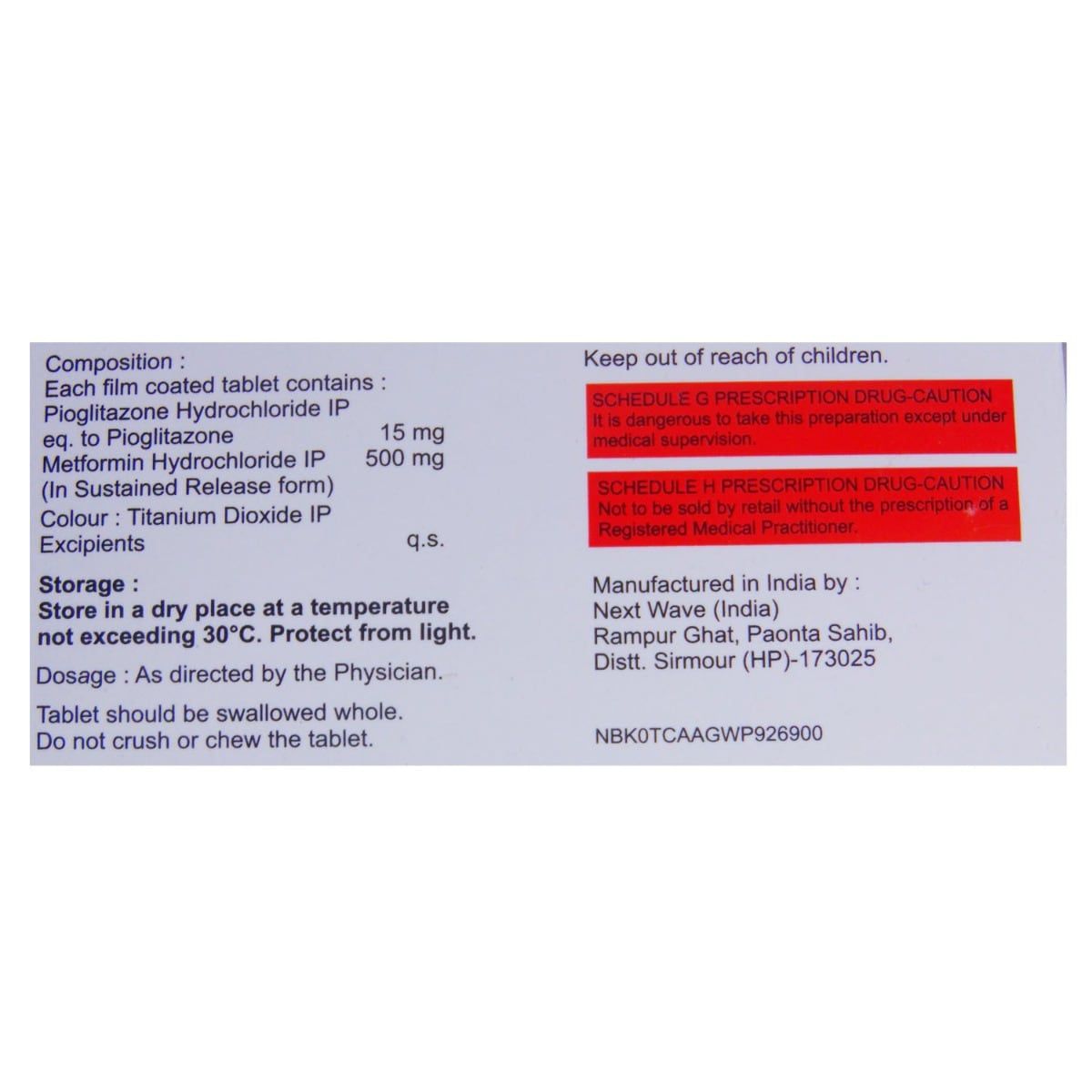 Piohope-M 15/500 mg Tablet 10's Price, Uses, Side Effects, Composition ...