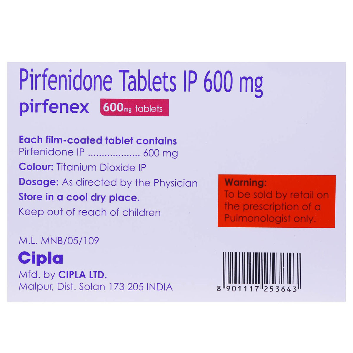 Pirfenex 600 mg Tablet 15's Price, Uses, Side Effects, Composition ...
