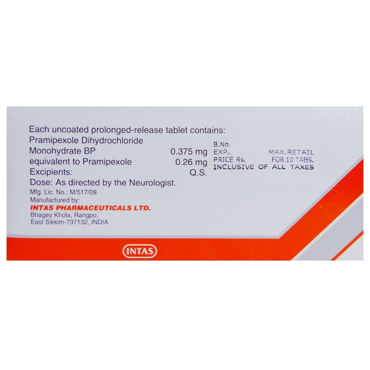 Pramirol SR 0.26 Tablet 10's Price, Uses, Side Effects, Composition ...
