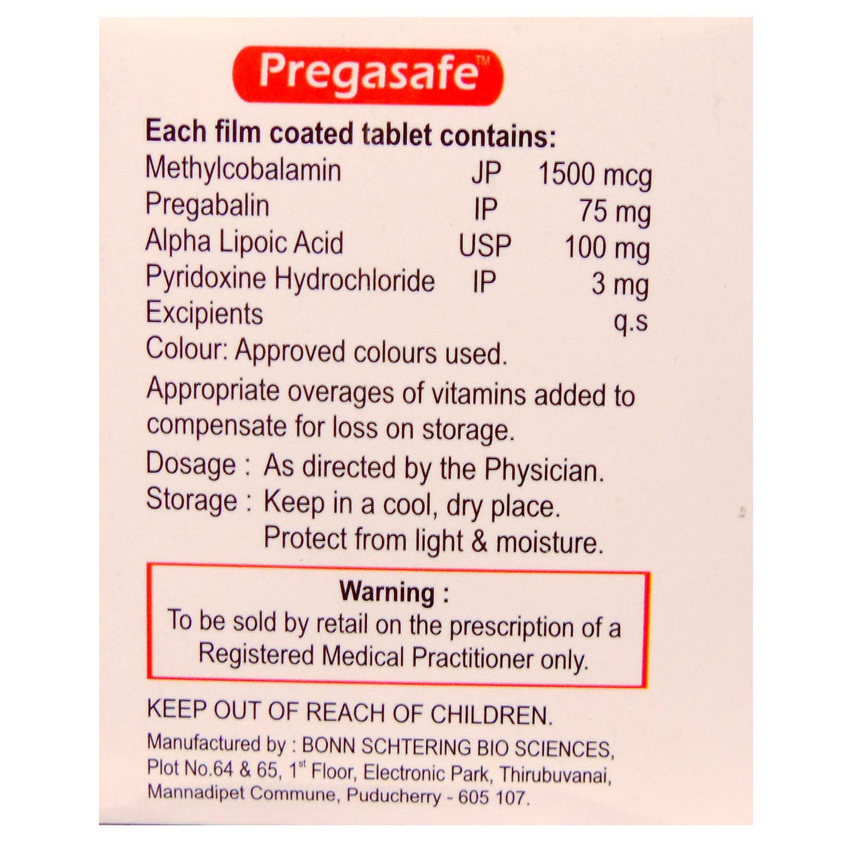 Pregasafe Tablet 10's Price, Uses, Side Effects, Composition - Apollo ...
