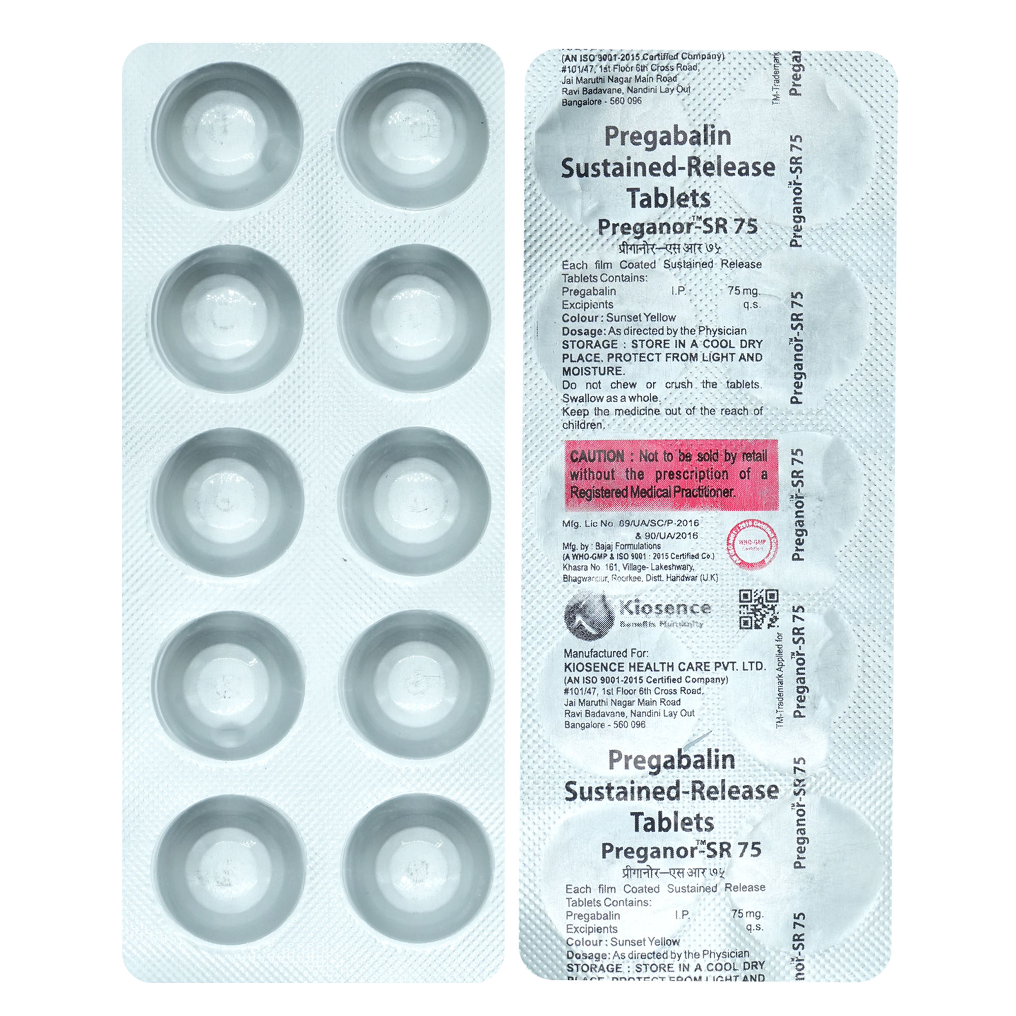 Preganor-SR 75 mg Tablet | Uses, Side Effects, Price | Apollo Pharmacy