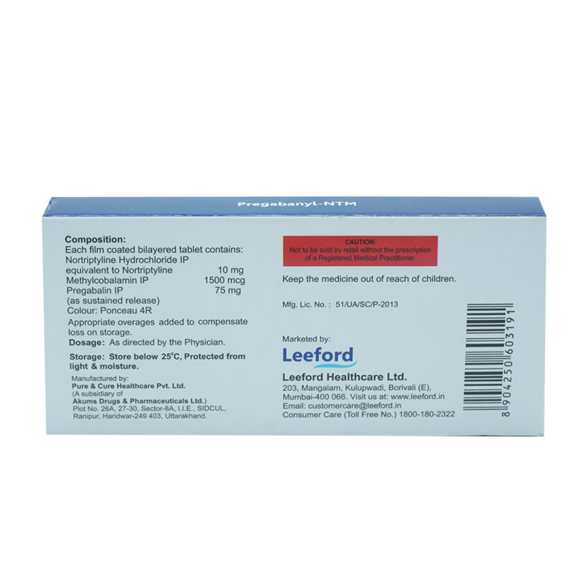 Pregabanyl-NTM Tablet 10's Price, Uses, Side Effects, Composition ...