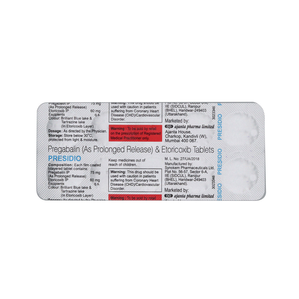 Presidio 75 mg Tablet 10's Price, Uses, Side Effects, Composition ...