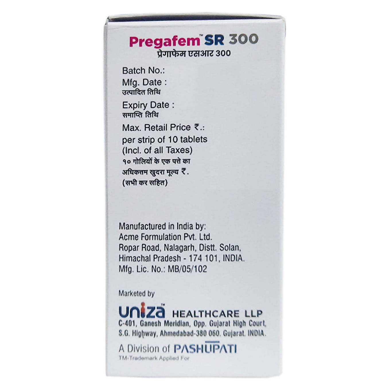 Pregafem SR 300 Tablet 10's Price, Uses, Side Effects, Composition ...