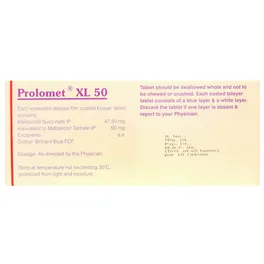 Prolomet XL 50 Tablet | Uses, Side Effects, Price | Apollo Pharmacy