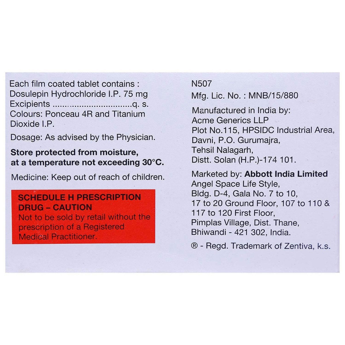Prothiaden 75 Tablet 15's Price, Uses, Side Effects, Composition ...