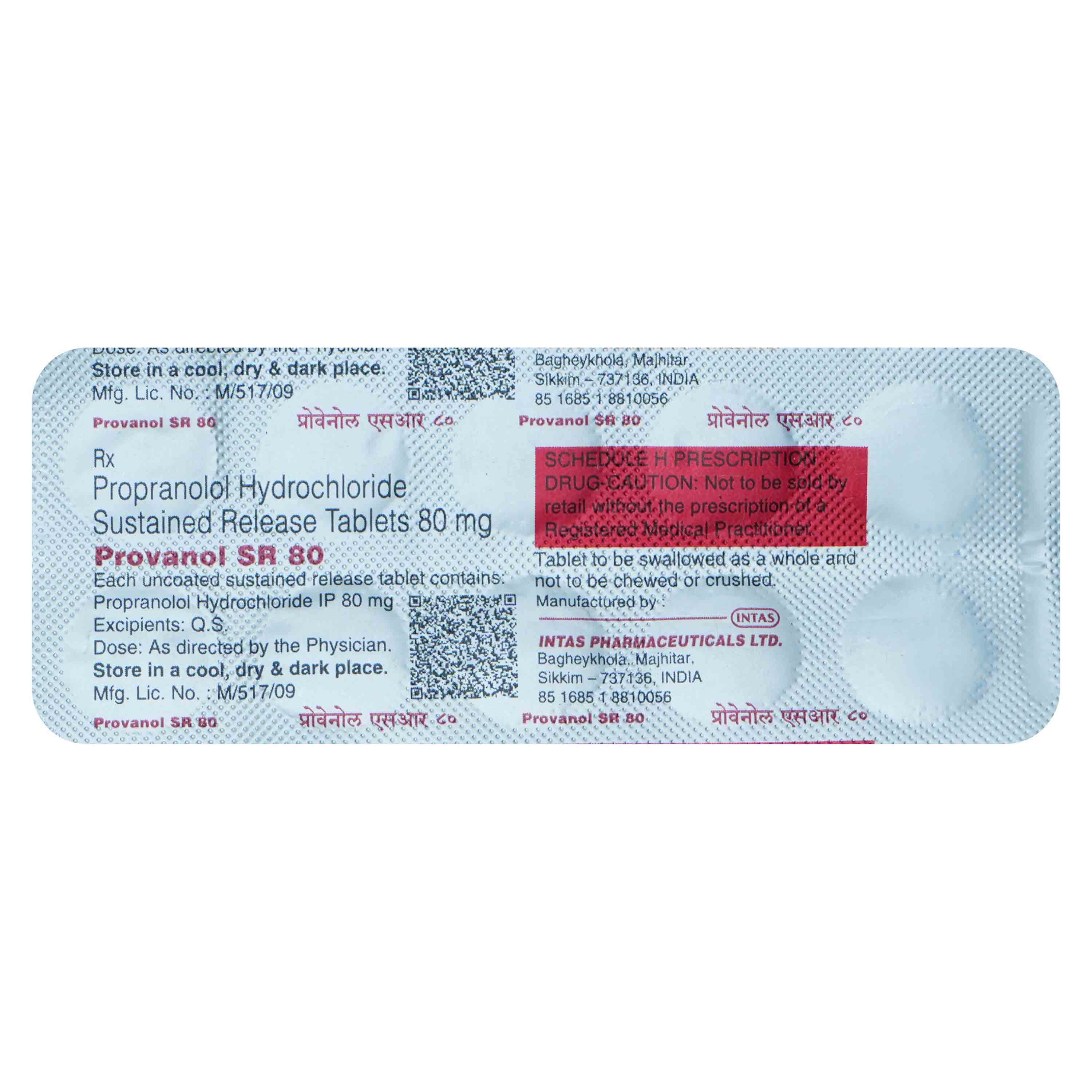 Provanol Sr 80mg Tablet | Uses, Side Effects, Price | Apollo Pharmacy